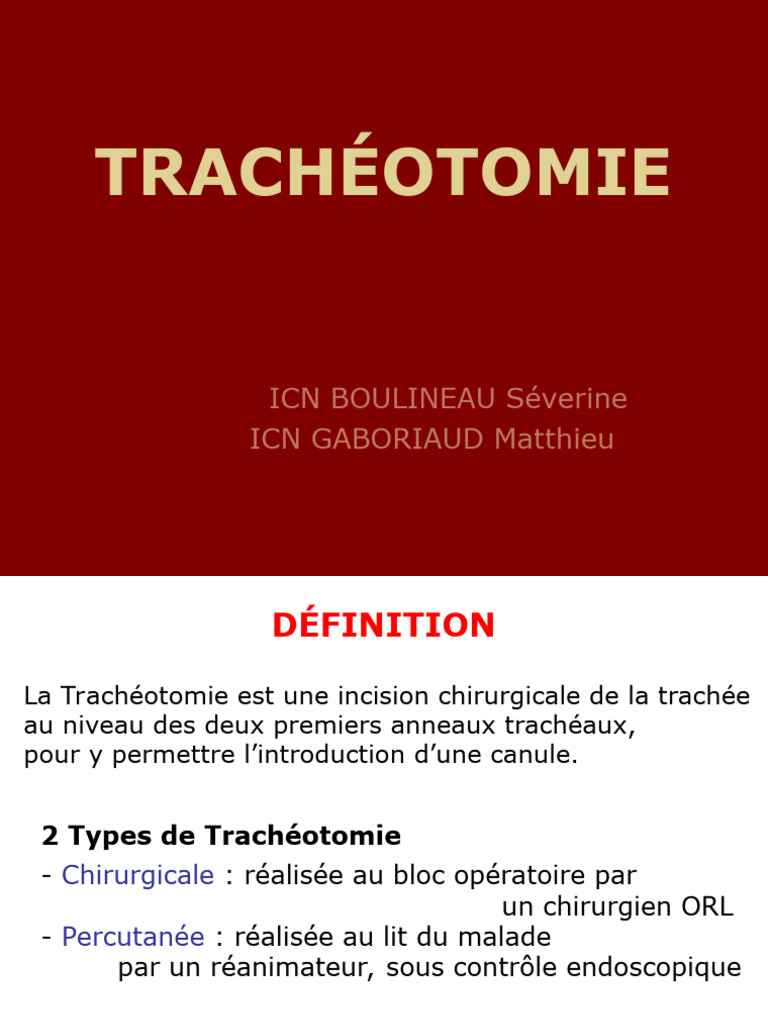 Trachéotomie : Types, Indications, Soins | PDF | Maladies et troubles ...