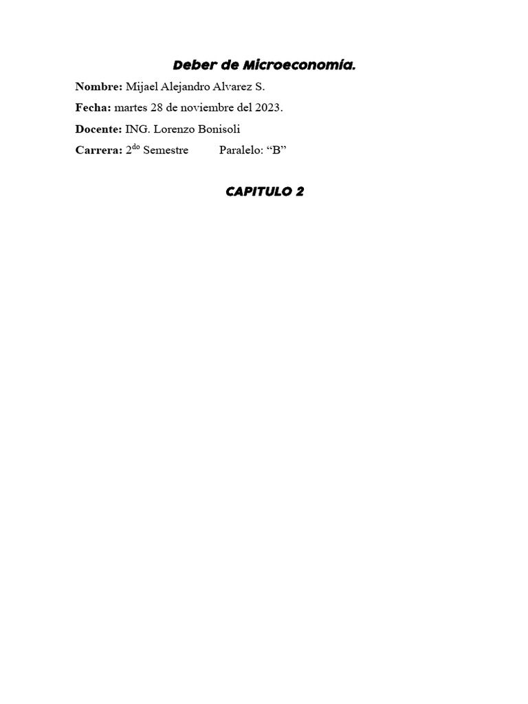 Deber de Microeconomía - (CAPITULO 2) | PDF