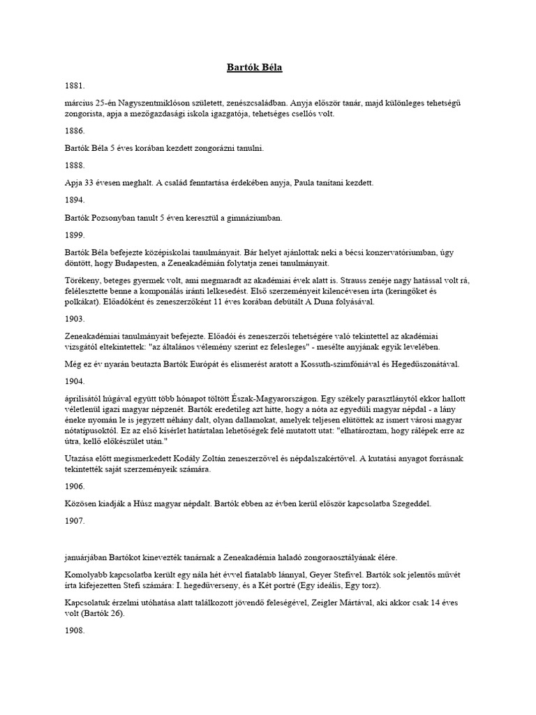 Bartók Béla | PDF