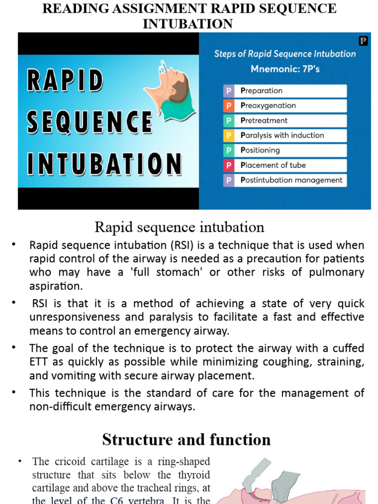 Rapid Sequence Intubation | PDF