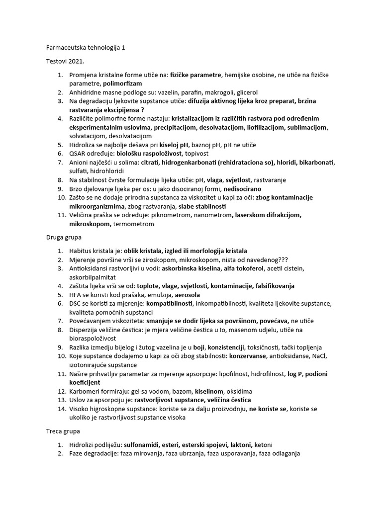 Farmaceutska Tehnologija 1 | PDF