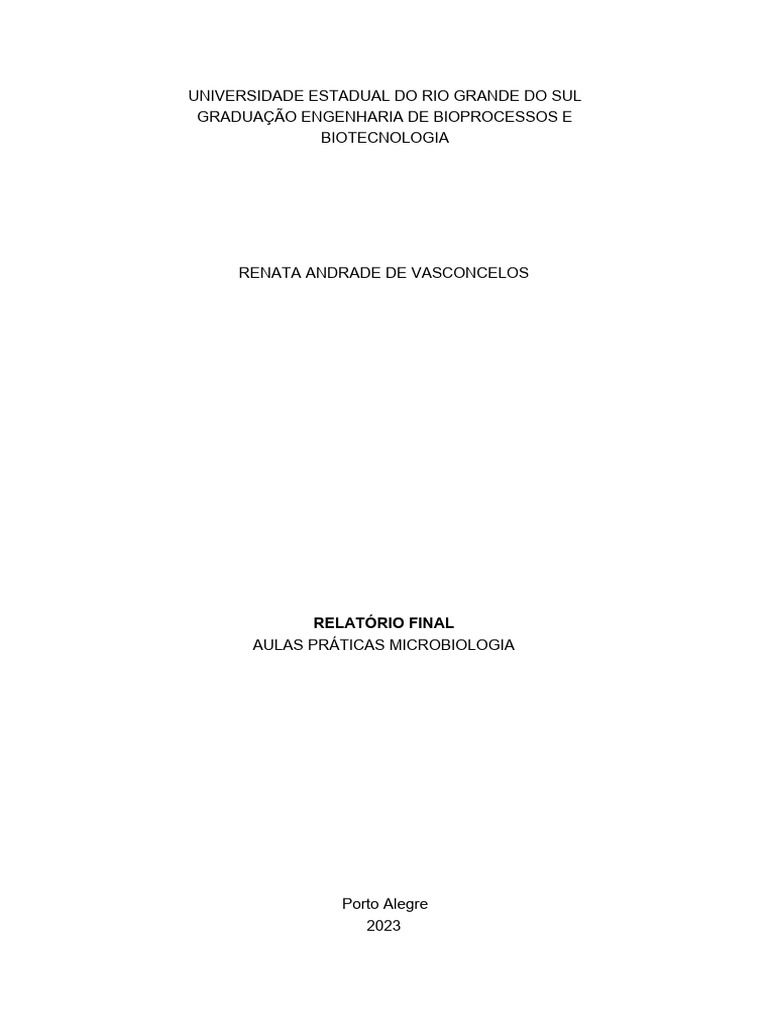 Relatório Final Micro - 2023 | PDF | Bactérias | Desinfetante