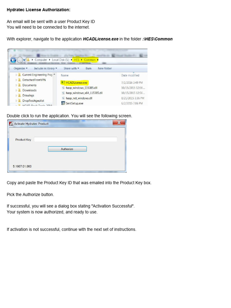 Hydratec Authorization Instructions For Single License | PDF