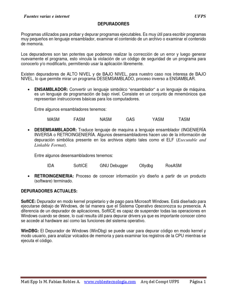 9 Clase Ensamblador Debug e Instrucciones Iniciales | PDF | Lenguaje ensamblador | Programación