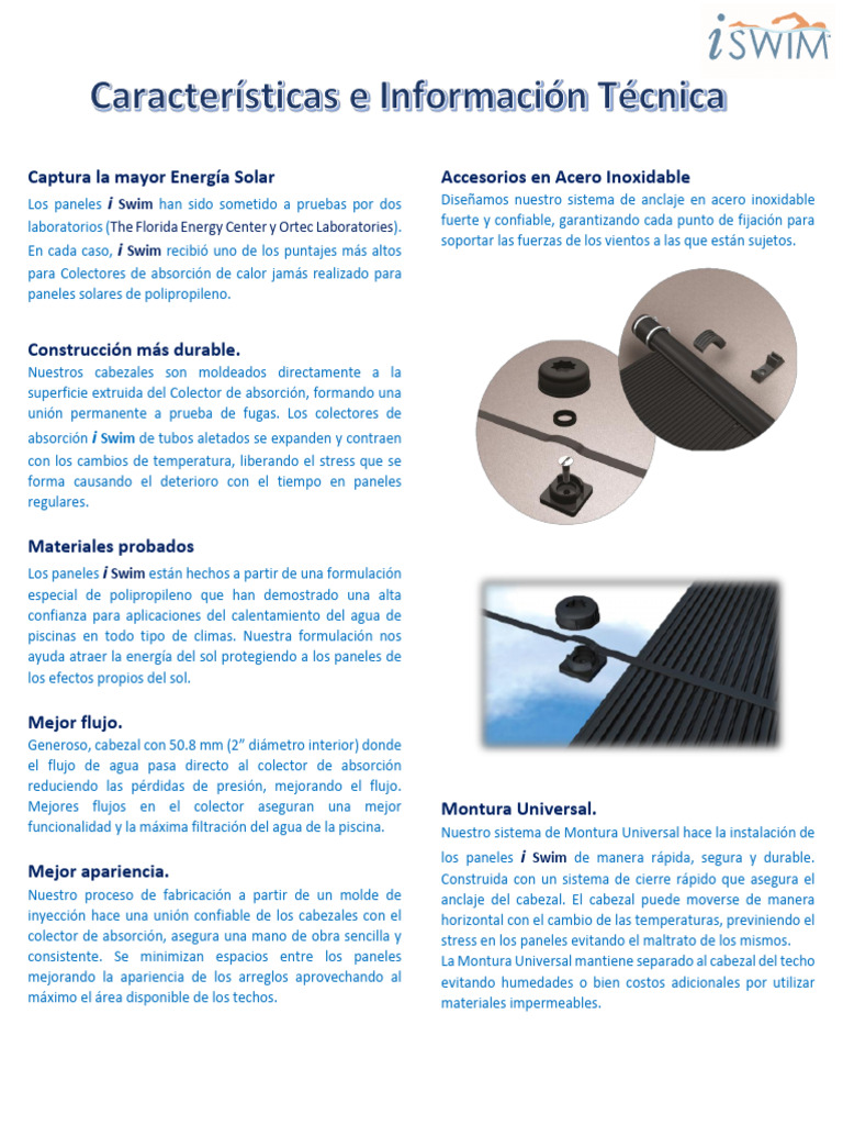 Ficha Tecnica Iswim | PDF | Energía solar | Absorción (Química)