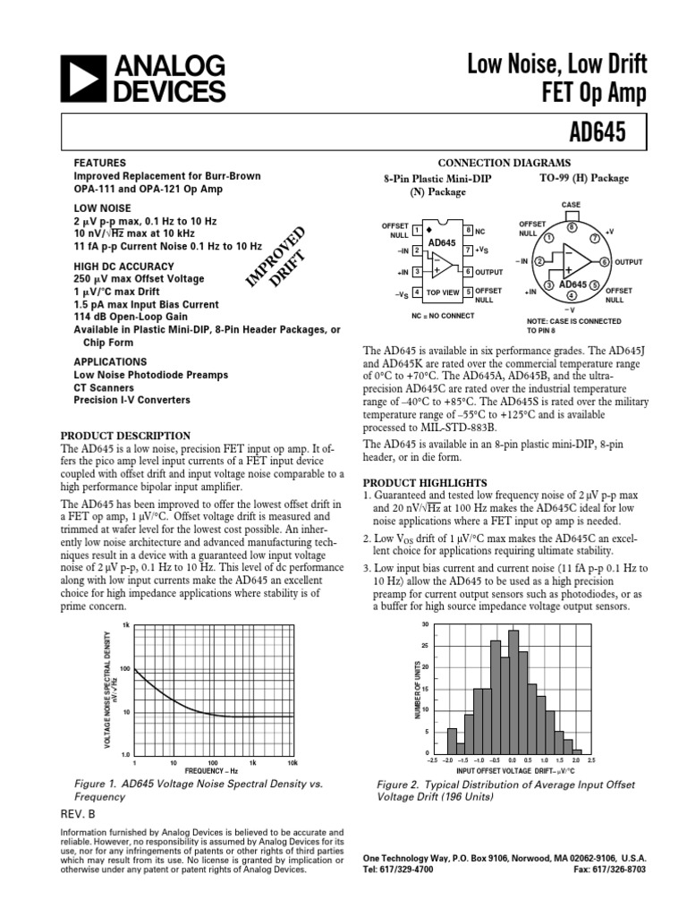 Ad645 Datasheet | PDF | Amplifier | Electrostatic Discharge