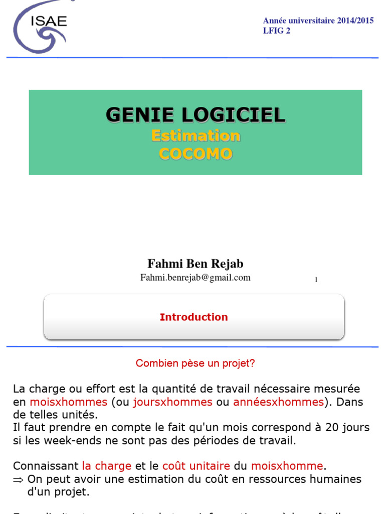 Estimation de Projet Logiciel | PDF