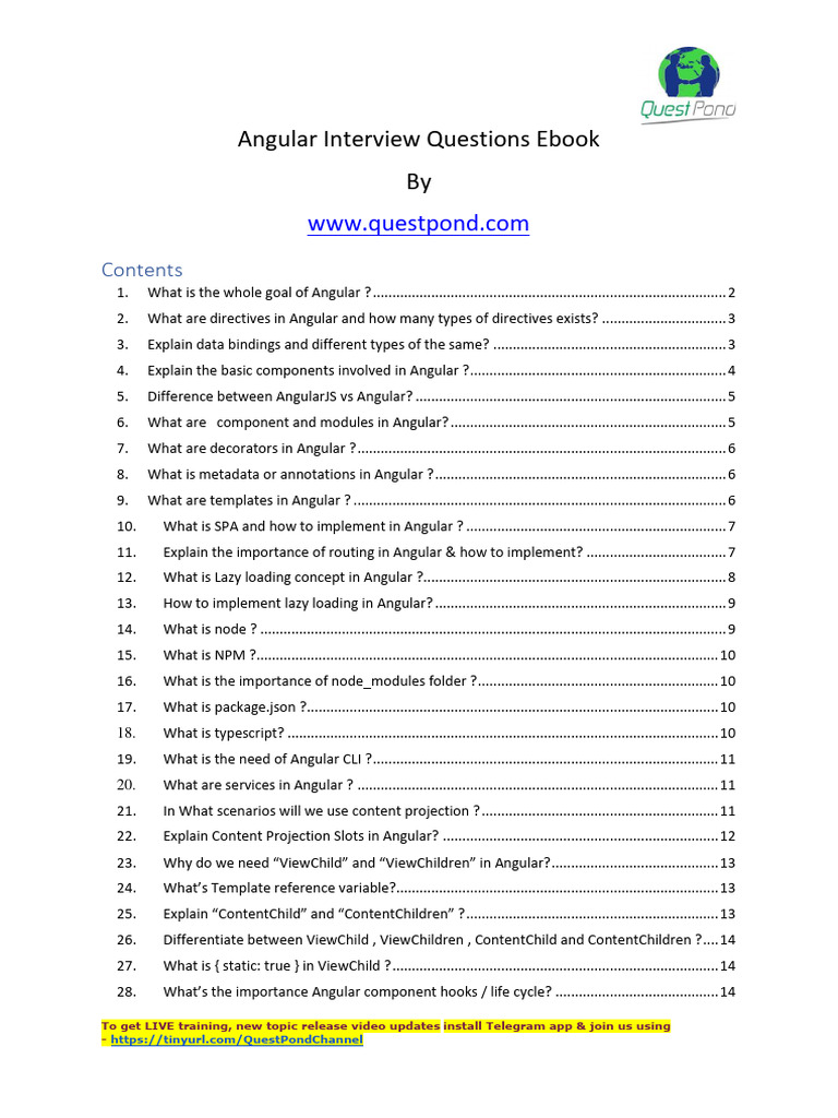 Latest Angular Interview Questions and Answers | PDF | Angular Js ...