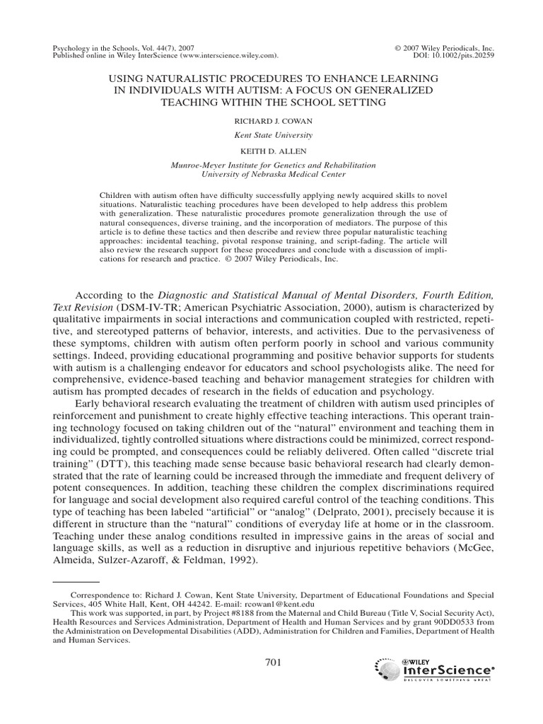 Using Naturalistic Procedures To Enhance Learning | PDF | Reinforcement ...