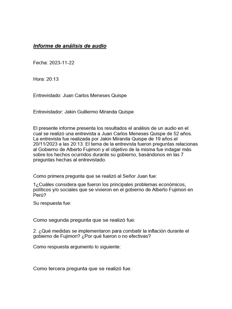 Informe de análisis de audio | PDF