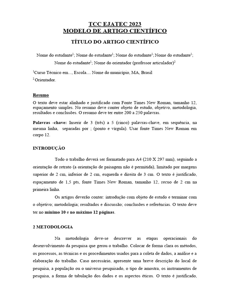 TCC 2023 - Modelo de Artigo | PDF | Abstract (resumo)