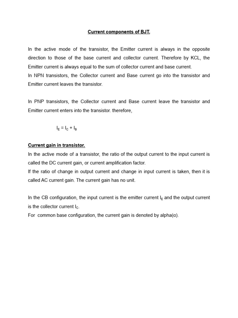 Current Components & Current Gain | PDF | Science & Mathematics