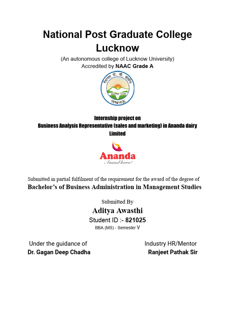 Aditya Awasthi (821025) | PDF | Sales | Marketing