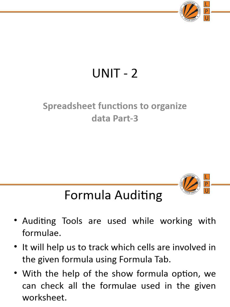 Spreadsheet Functions To Organize Data Part3 | PDF | Spreadsheet ...