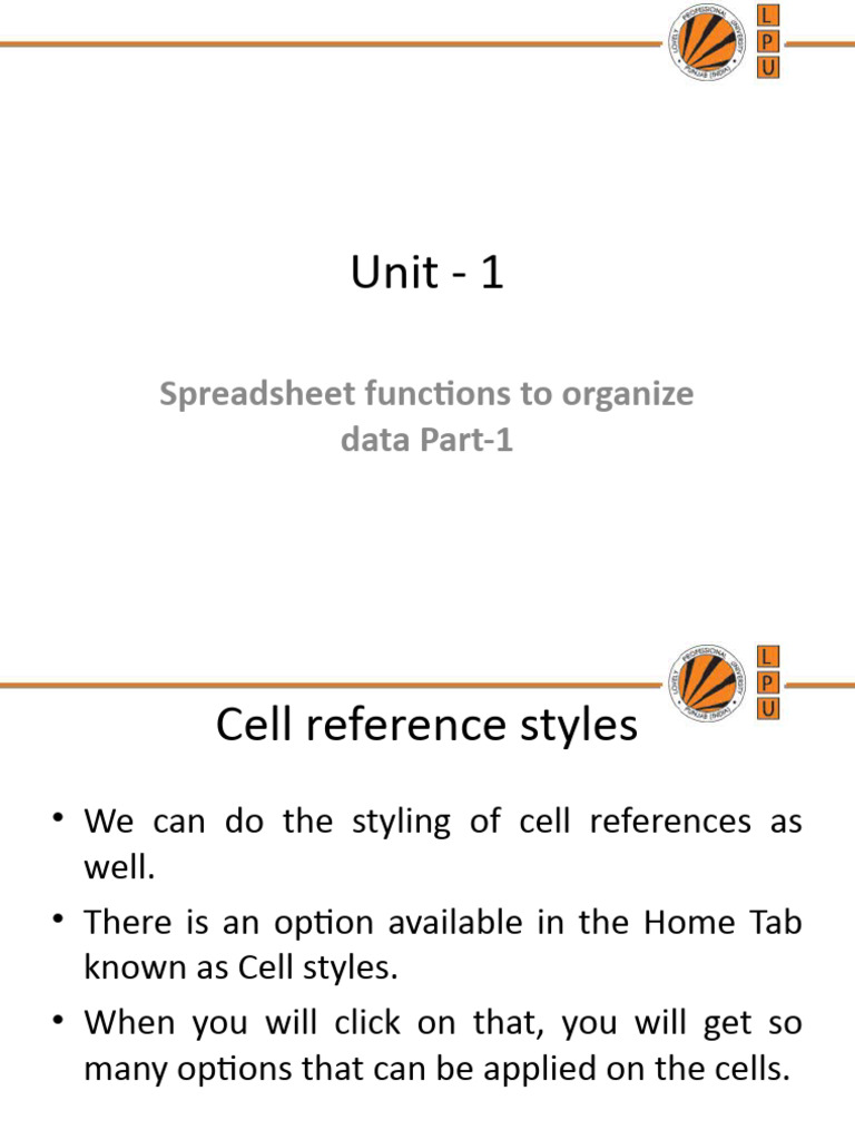 Spreadsheet Functions To Organize Data Part1 | PDF | Spreadsheet | Microsoft Excel