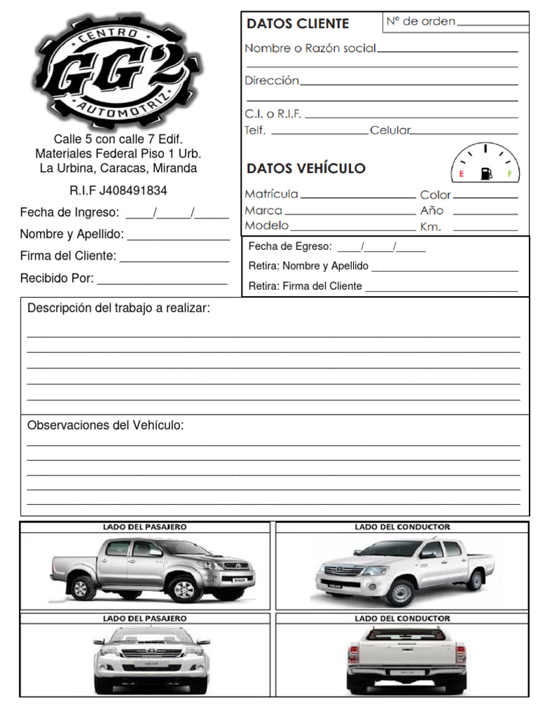 Formato Recepción y Entrega de Vehiculo | PDF