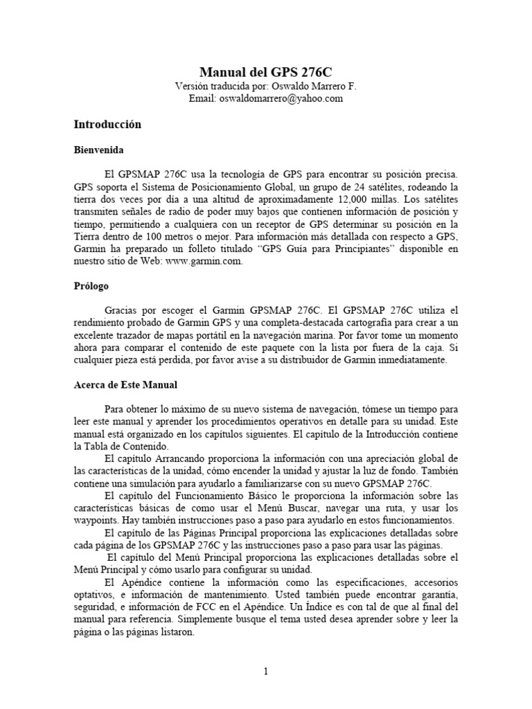 Manual 276C en Castellano | PDF | Sistema de Posicionamiento Global ...