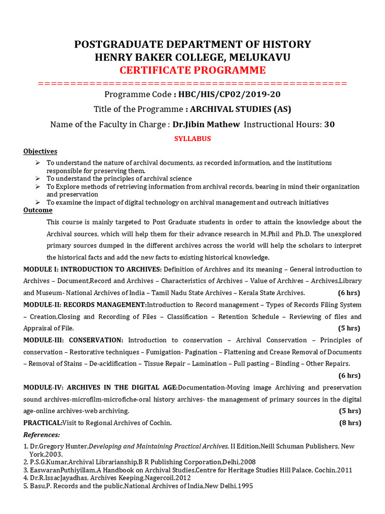 Archival Studies (As) | PDF | Archive | Cultural Heritage