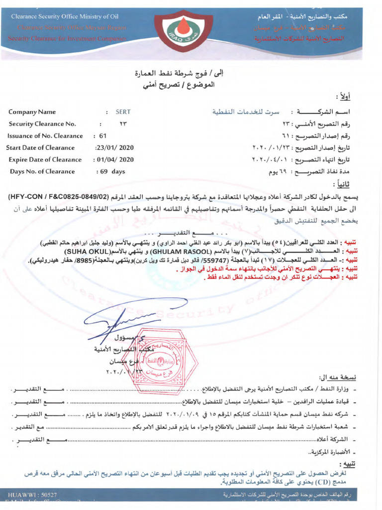 MOC Security Clearance 2020 | PDF