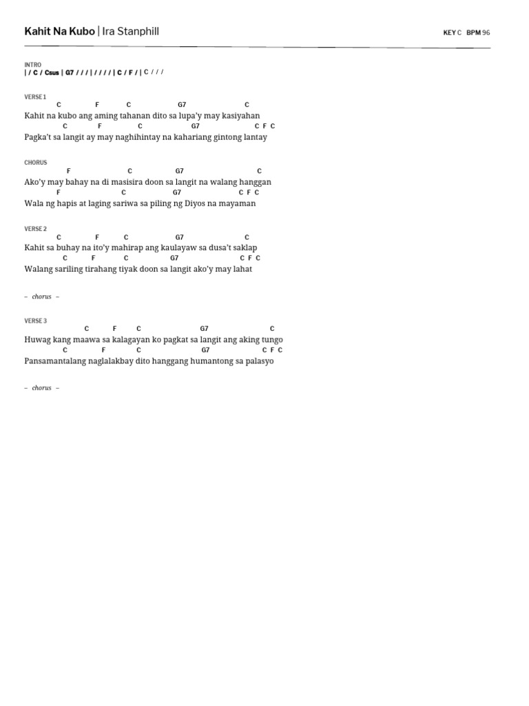 Kahit Na Kubo (C) (96) - Chord Chart | PDF