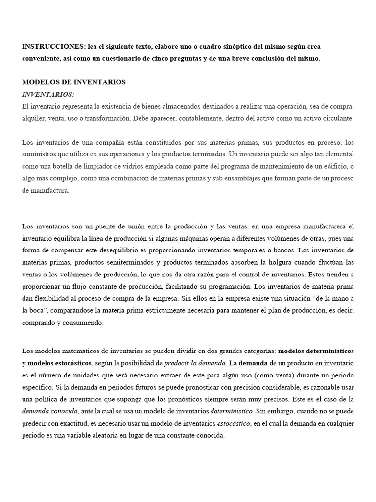 Modelos de Inventarios | PDF | Inventario | Procesos de negocio