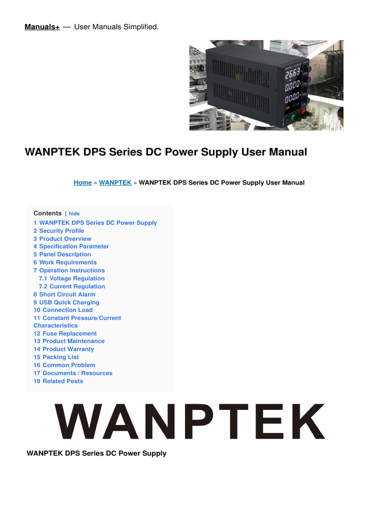 WANPTEK DPS Series Power Supply Manual | PDF | Power Supply ...