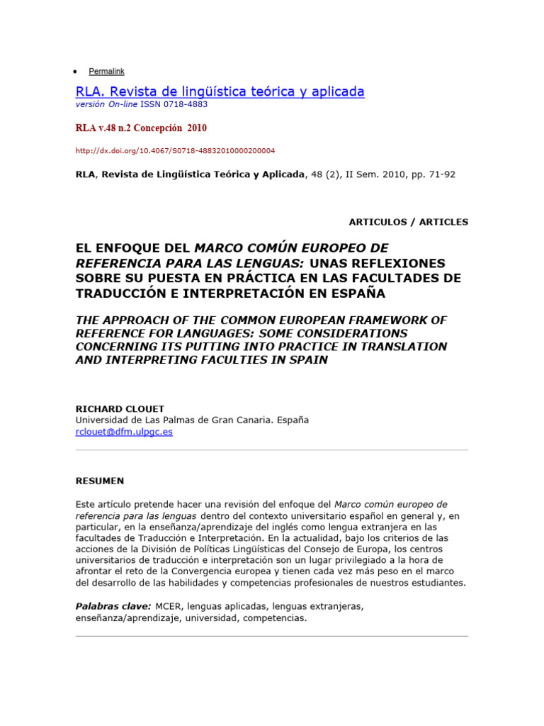 Enfoque Del Marco Comun Europeo | PDF | Comprensión lectora | Comunicación Enfoque Del Marco Comun Europeo | PDF | Comprensión lectora | Comunicación