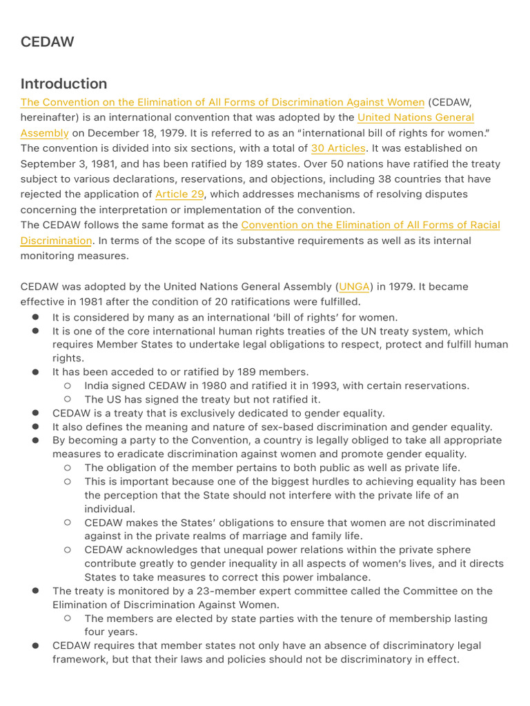 CEDAW | PDF | Convention On The Elimination Of All Forms Of Discrimination Against Women ...