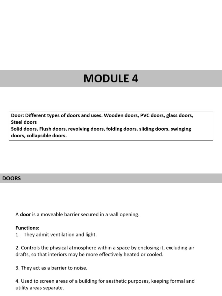 Module 4 - Doors - s3 | PDF | Door | Window