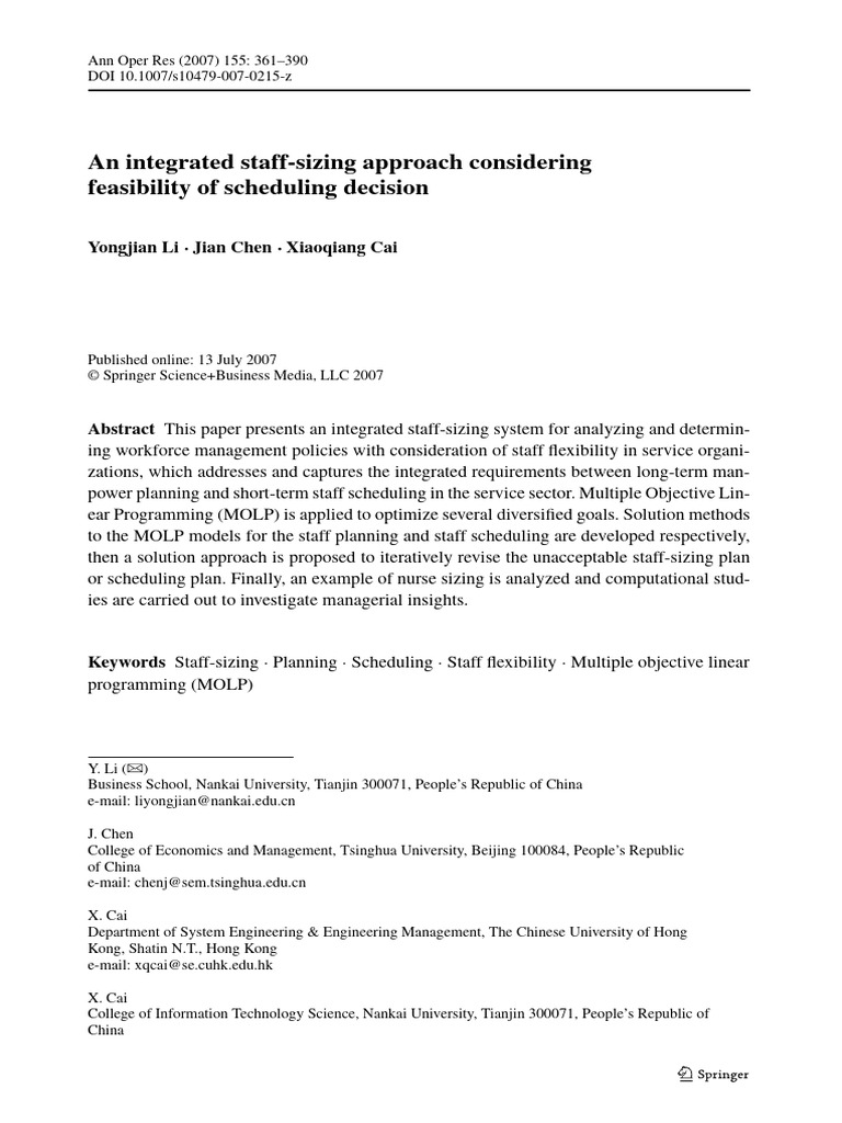 An Integrated Staff-Sizing App | PDF | Linear Programming | Business
