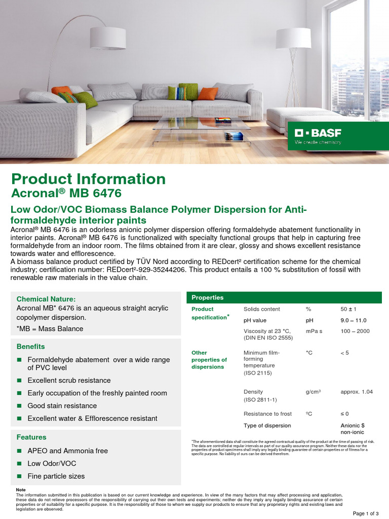Acronal MB 6476 | PDF | Polymers | Building Engineering