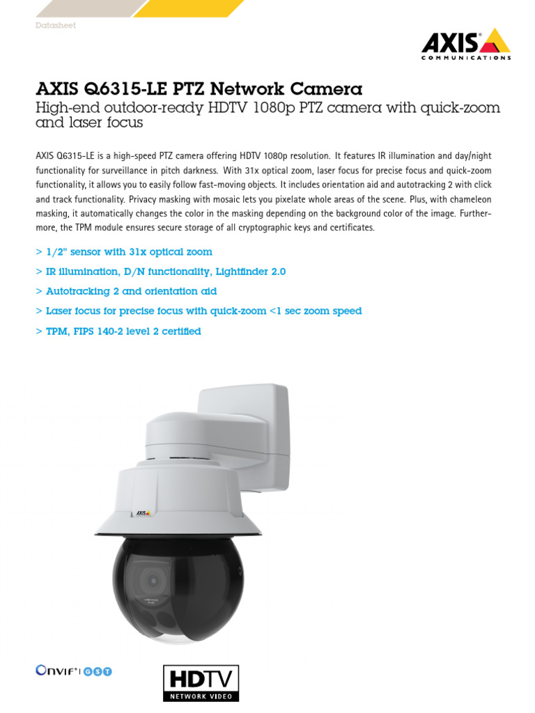 Datasheet Axis q6315 Le PTZ Network Camera en US 411977 | PDF | Camera ...