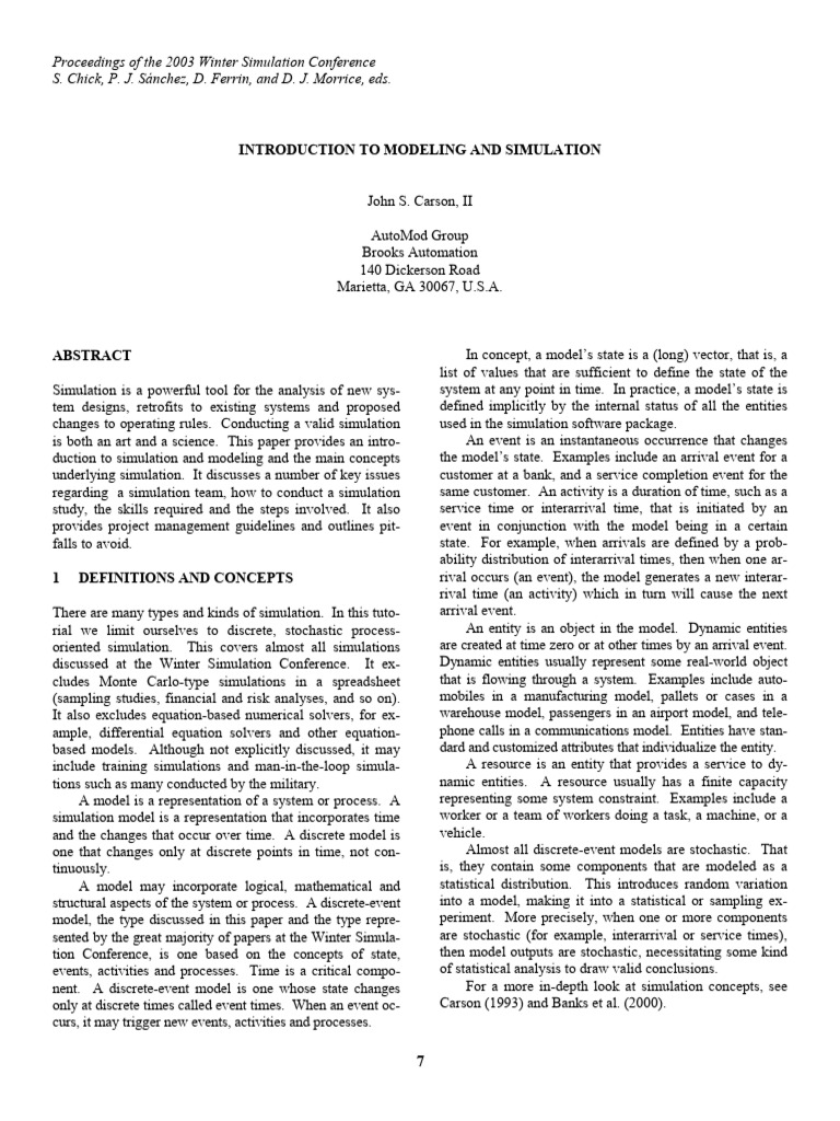 Introduction To Modeling and Simulation | PDF | Simulation | Experiment Introduction To Modeling and Simulation | PDF | Simulation | Experiment