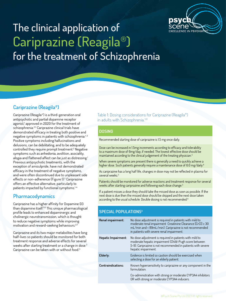 2023 - The Clinical Application of Cariprazine in Schizophrenia | PDF ...