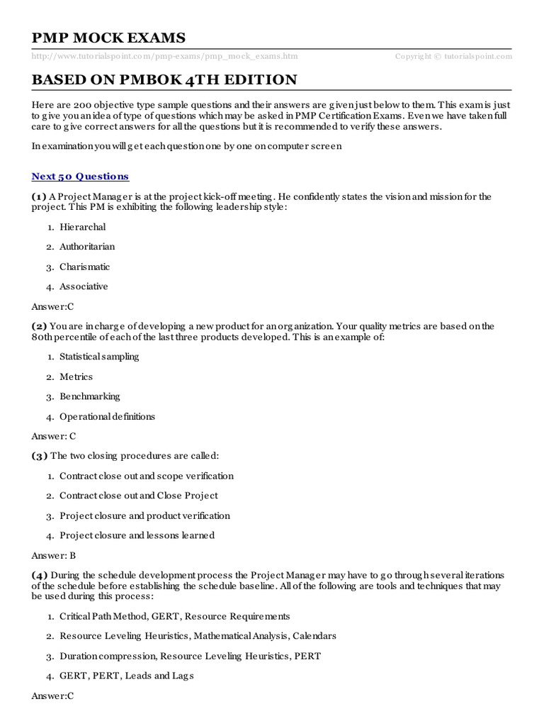 PMP Mock Exams | PDF | Communication | Human Resources