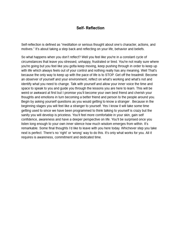 Self Reflection | PDF