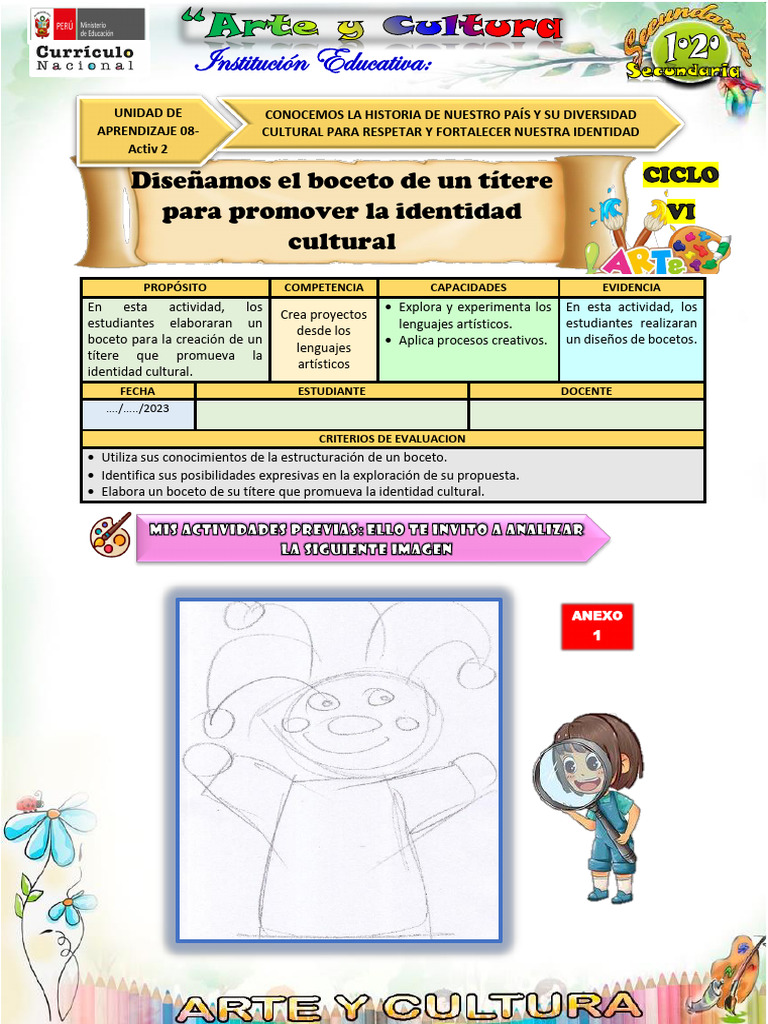 Institución Educativa: .: Diseñamos El Boceto de Un Títere para Promover La Identidad Cultural ...