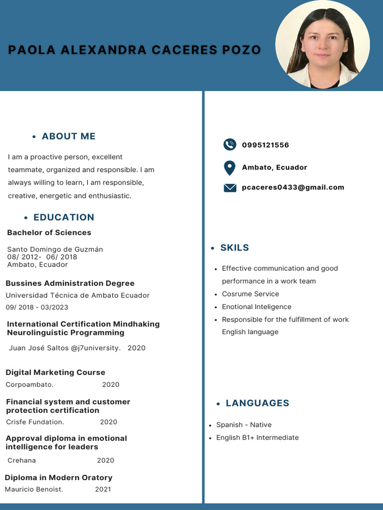 CV Paola Caceres | PDF | Waiting Staff