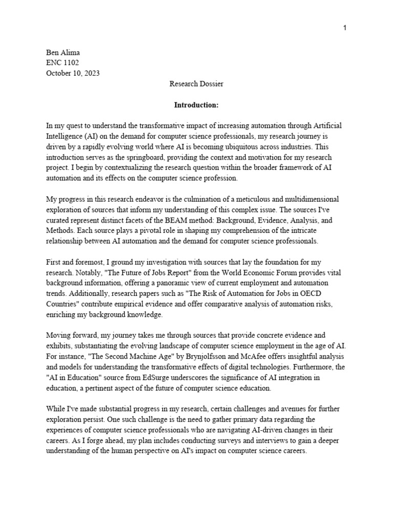 Research Dossier Draft-6 | PDF | Artificial Intelligence | Intelligence ...