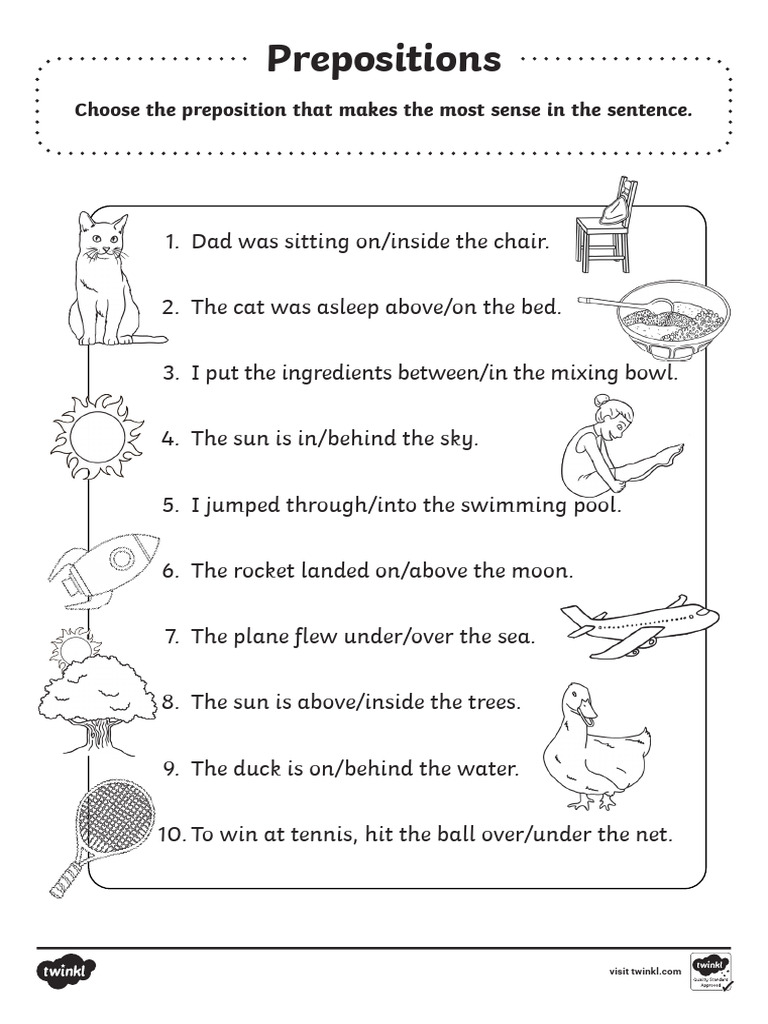 T e 1677067111 Choose The Prepositions Worksheet - Ver - 1 | PDF