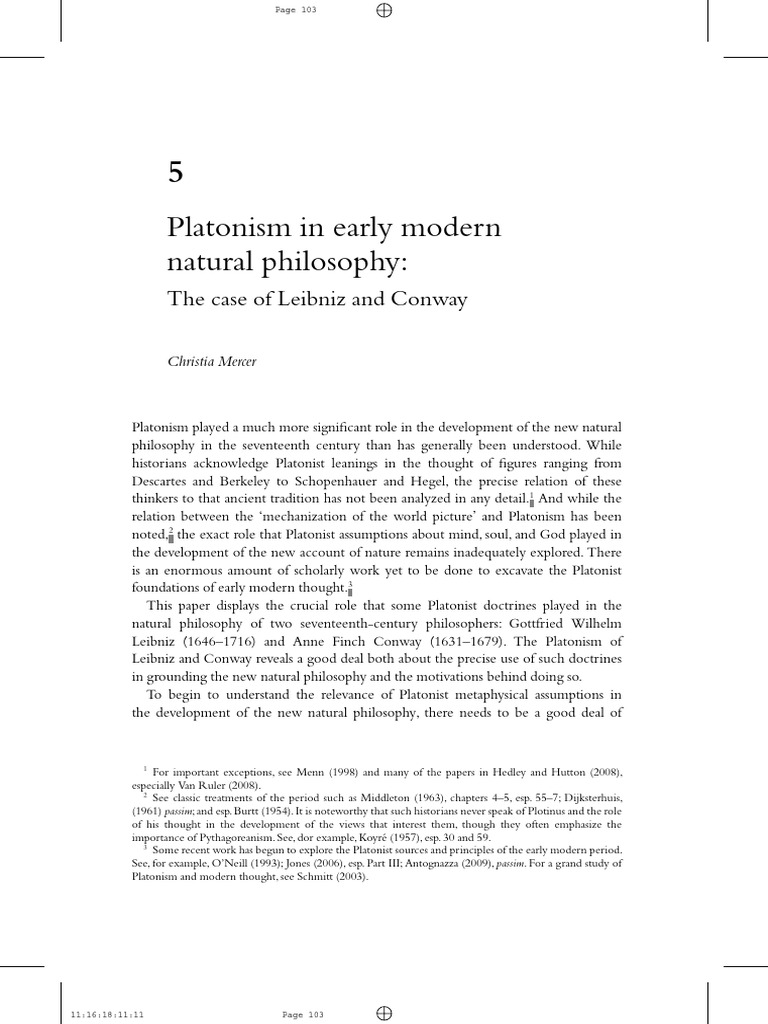 Platonism in Early Modern Natural Philos | PDF | Platonism | Plato