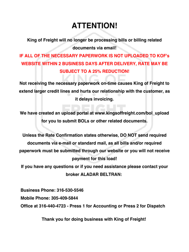 Rate Con | PDF | Cargo | Bill Of Lading