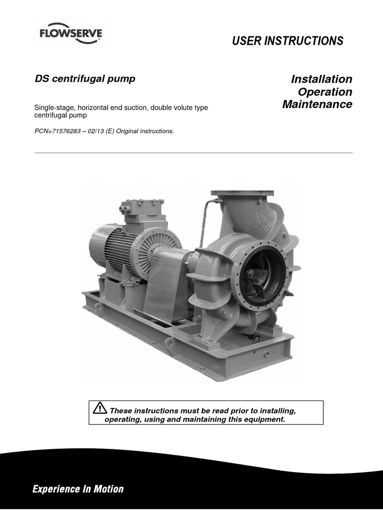 User Instructions: DS Centrifugal Pump | PDF | Pump | Valve