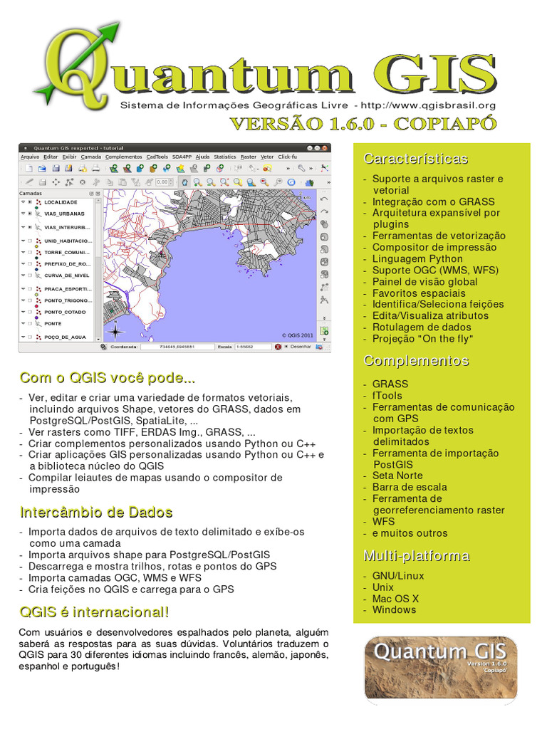 Qgis-1-6-0 2-Sided Brochure PT BR | PDF | Informática | Famílias de sistemas operacionais