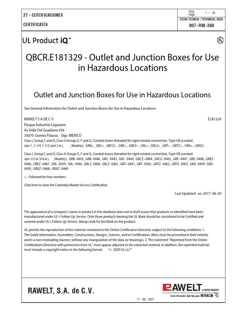 Cajas Rawelt Ul | PDF