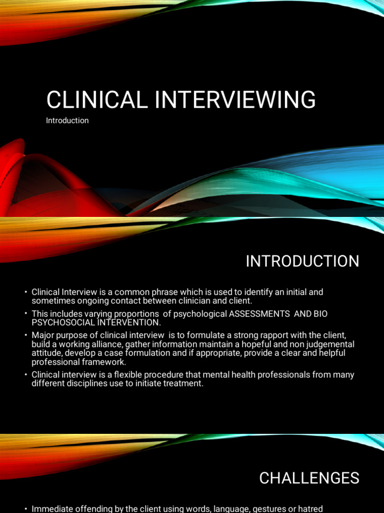 Intro Clinical Interview | PDF Intro Clinical Interview | PDF