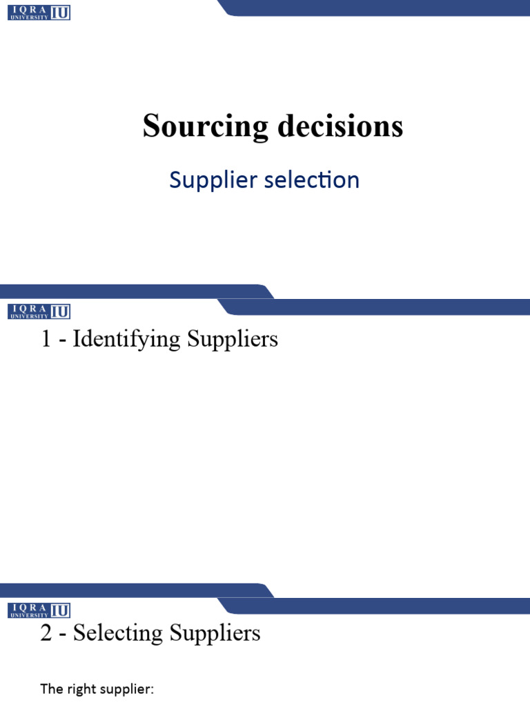 7 2 Supplier Selection 15 Slides Pdf Supply Chain Business Economics