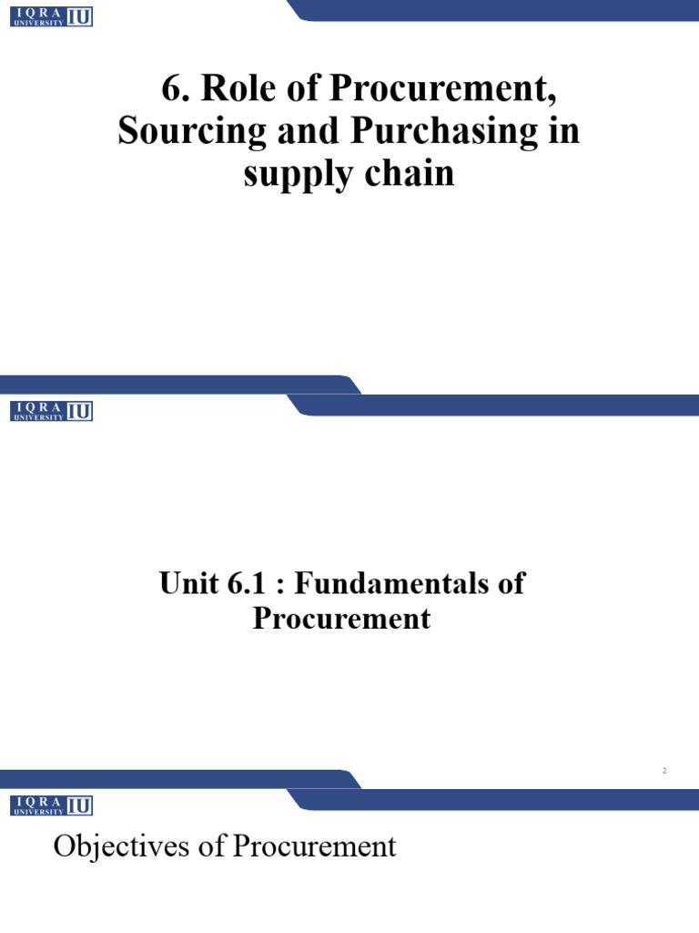 6 - Procurment, Sourcing and Purchasing (Part 1) | PDF | Procurement | Supply Chain