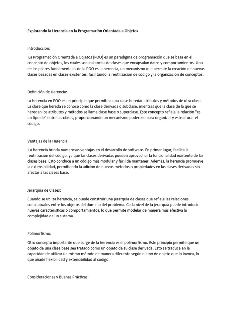 Herencia en Poo | PDF | Herencia (Programación Orientada a Objetos) | Programación orientada a ...
