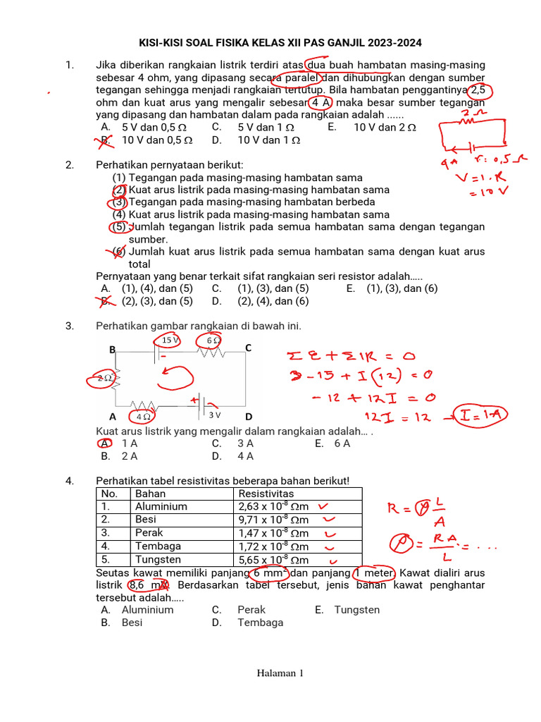 SOAL LATIHAN PAS FISIKA KELAS XII Fix | PDF